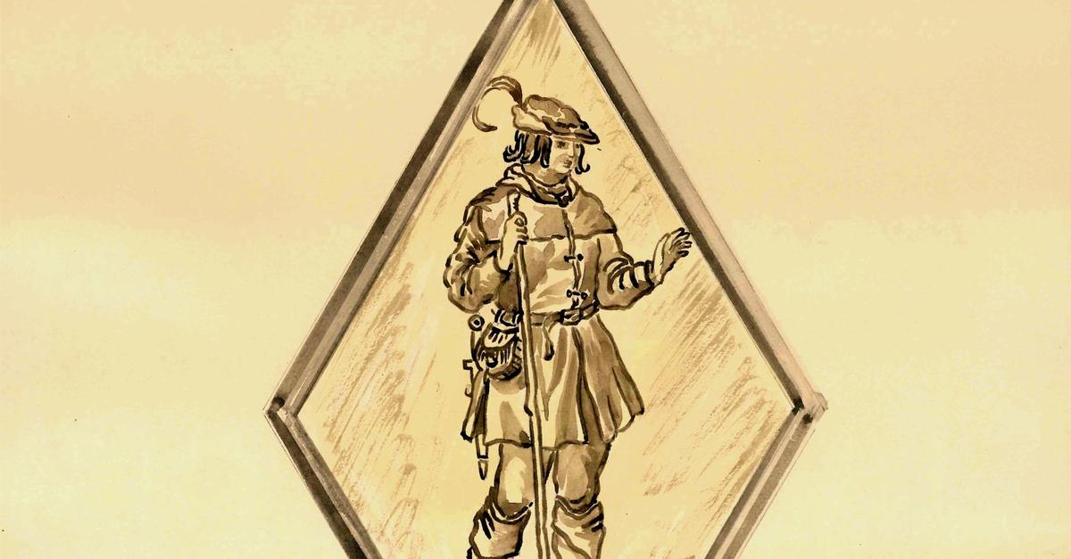 Glaskunstentwurf von Richard Bamberger im Schloss Biedenkopf ausgestellt