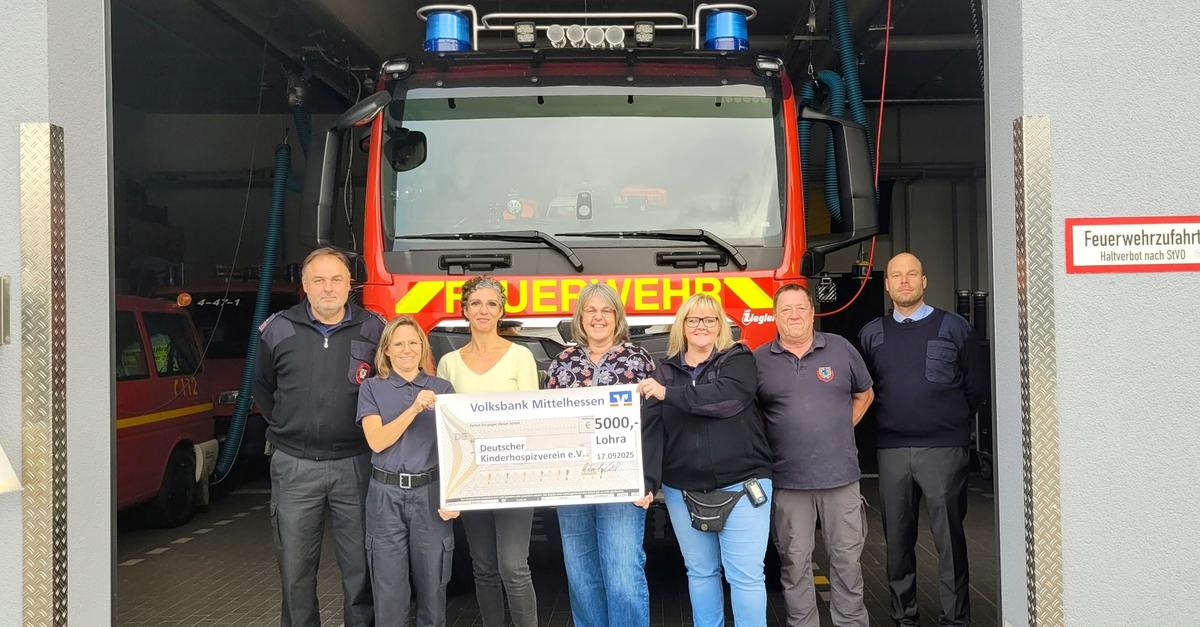 Kinderhospiz erhält 5.000 Euro Spende von Feuerwehr Lohra-Mitte
