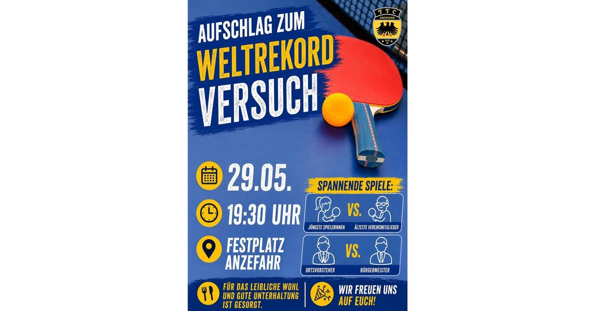 Der TTC Anzefahr startet am Freitag seinen Weltrekordversuch
